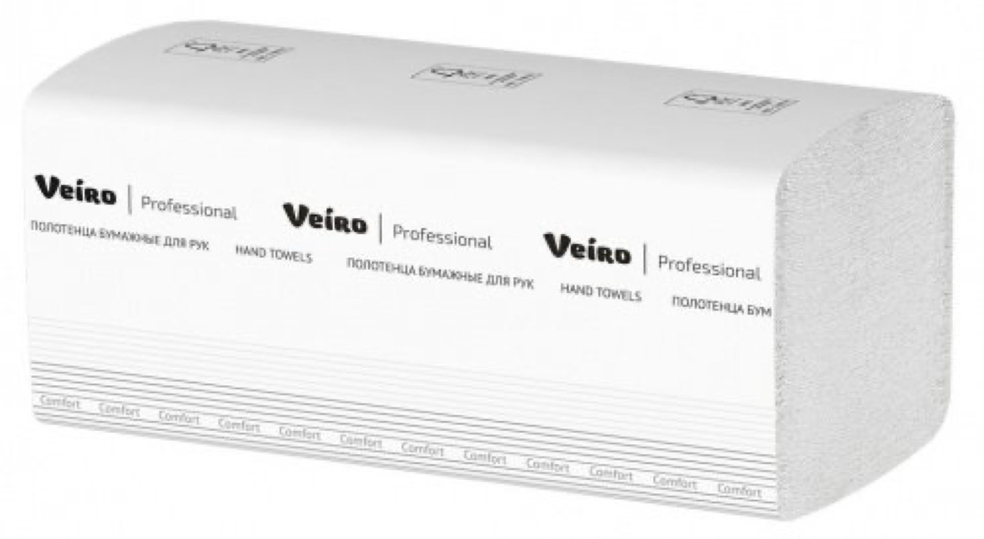Полотенца для рук V-сложение Veiro Professional Comfort KV210, 20 пачек по 250 листов, белые, 21 ...