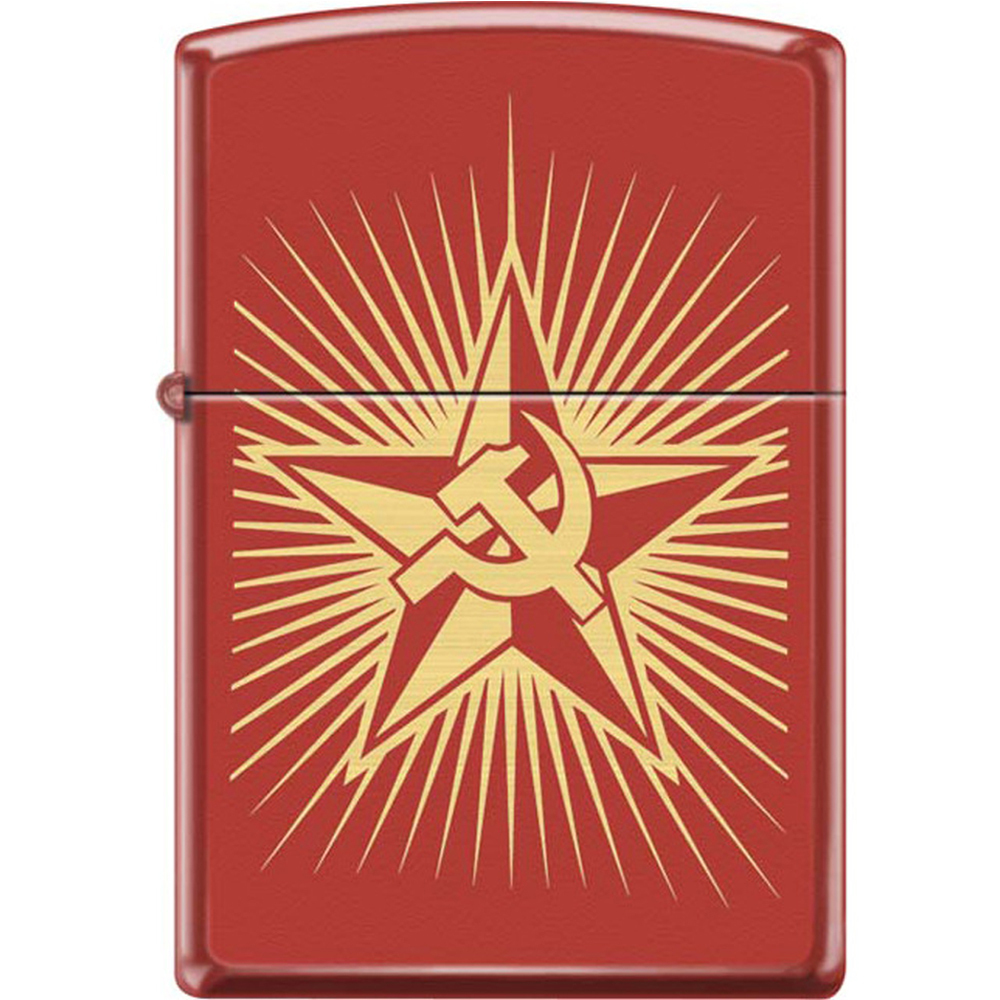 Зажигалка ZIPPO 233 Russian Hammer Sickle Красная Матовая Серп и Молот ...