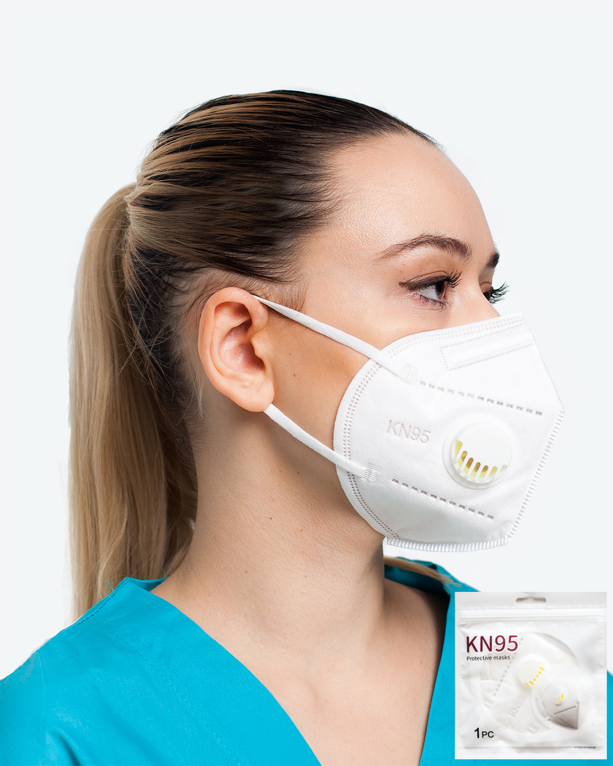 Респиратор универсальный KN95 с клапаном белый, FFP2, размер Универсальный, 2 шт. — купить в ...