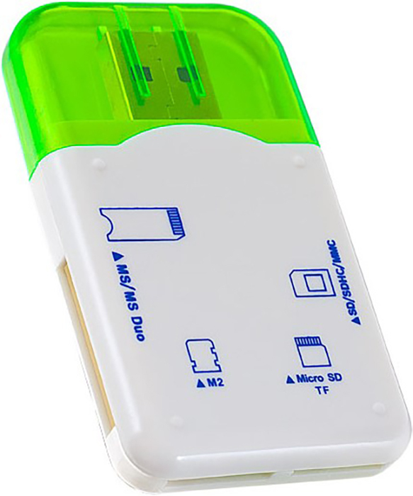 Картридер Perfeo Card Reader SD/MMC+Micro SD+MS+M2 (PF-VI-R010-Green ...