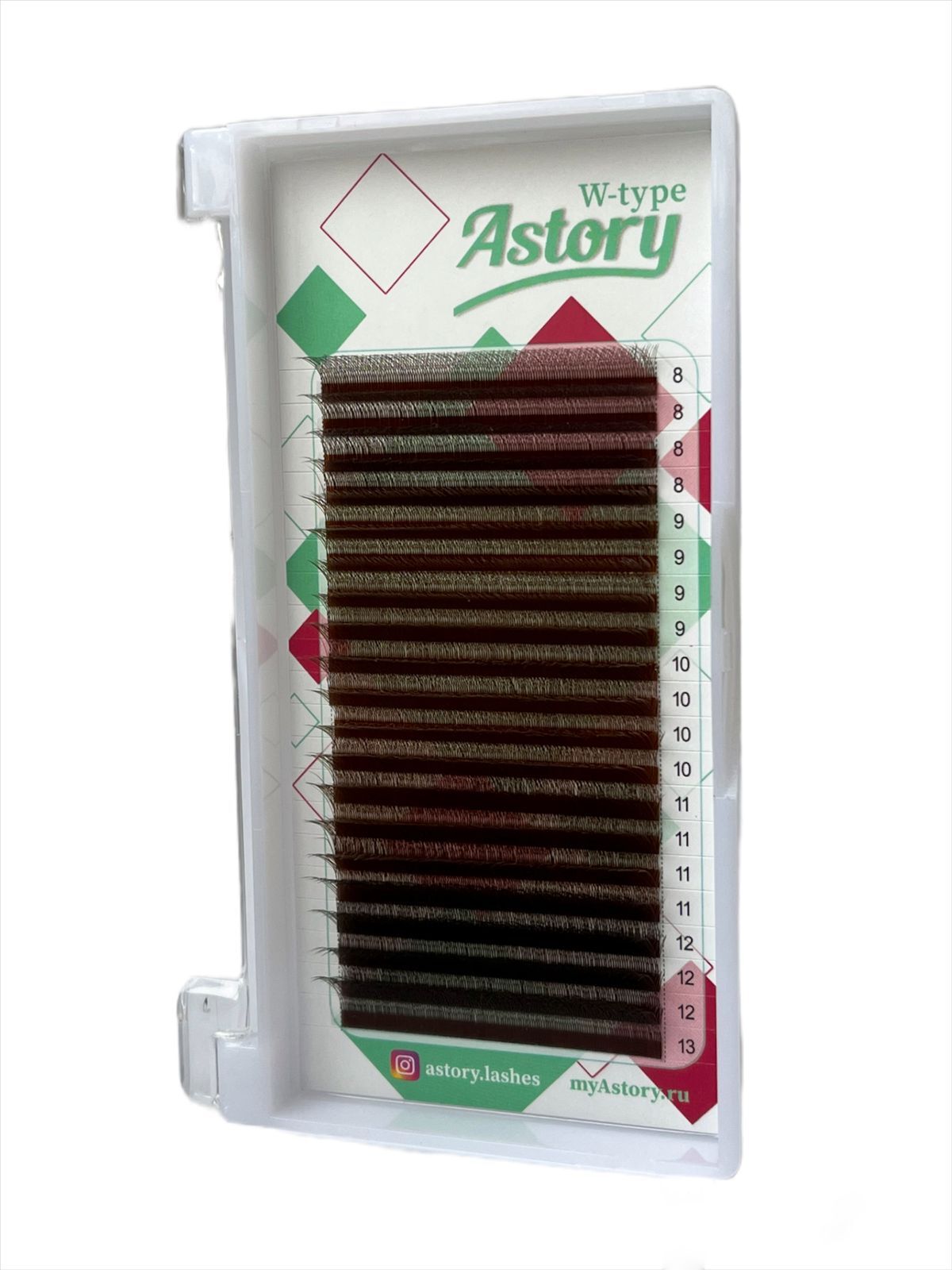 ASTORY Готовые пучки для наращивания ресниц 3D W-type Brown, 20 линий ...