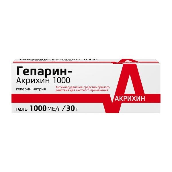 Гепарин-Акрихин 1000 гель 1тыс. МЕ/1г 30г — купить в интернет-аптеке ...