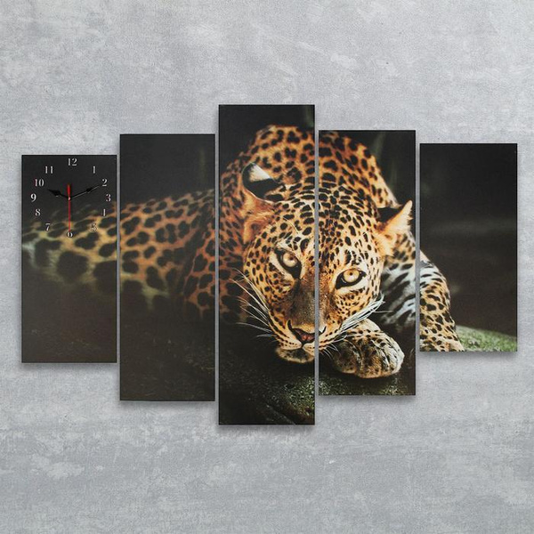 Часы настенные модульные Леопард 80х140 см купить C доставкой на Ozon по низкой цене 201134935