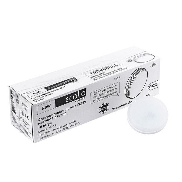 Лампа Ecola GX53 LED 6,0W Tablet 220V 4200K матовое стекло композит ...