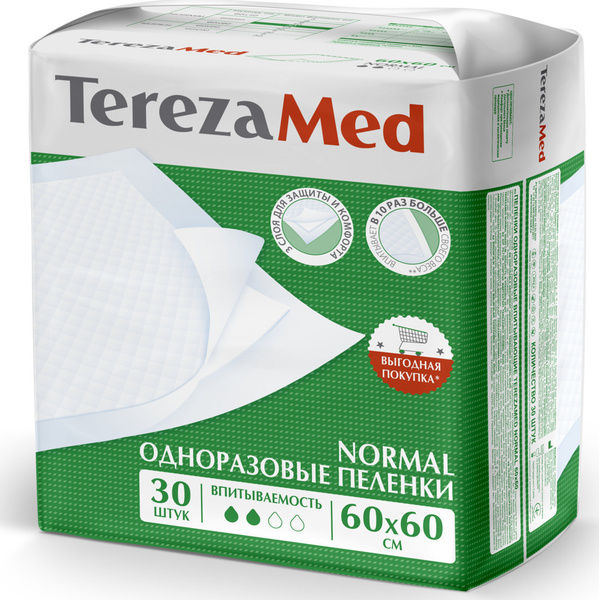 TerezaMed Пеленка медицинская одноразовые впитывающие Normal, 60 х 60 ...