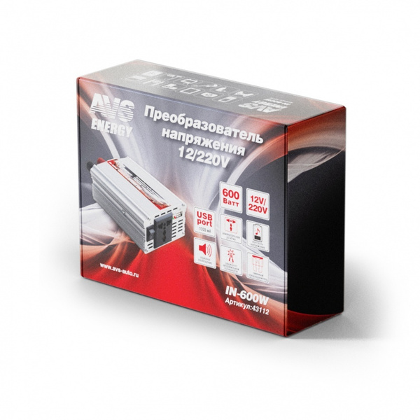 Автомобильный инвертор 12/220V AVS IN-600W купить по выгодной цене в интернет-магазине OZON ...