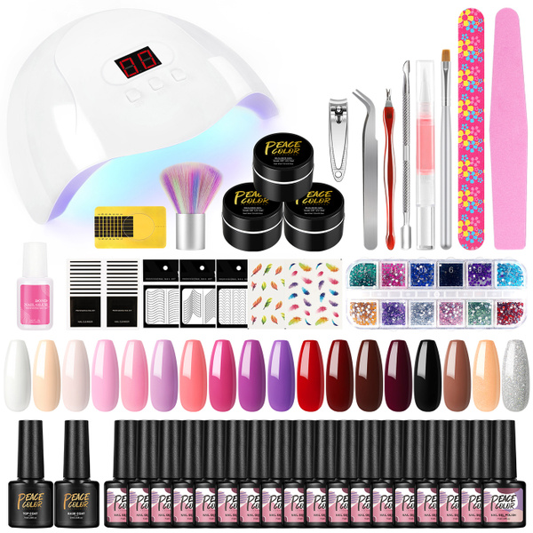Peacecolor Набор для ногтей с УФ лампой 18 шт многоцветный 7 мл лак для ...