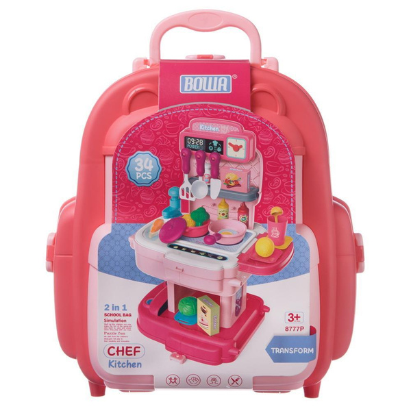Кухня Junfa Чемоданчик-ранец, "Кухня юного шеф-повара", розовая (WK-13692) - купить с доставкой ...
