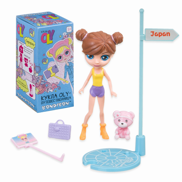 Набор игровой Bondibon куколка OLY- путешественница c одеждой, аксессуарами, подставкой и мед ...