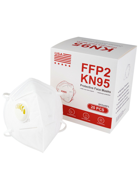Респиратор с фильтрующим клапаном KN95 США 20 шт. / Маски многоразовые защитные FFP2 FFP3 ...