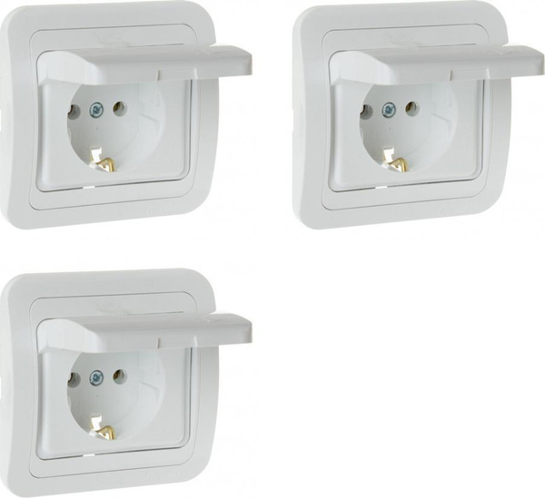 Розетка Makel Mimoza с заземлением с крышкой белая (комплект из 3 шт) - купить по низкой цене в ...