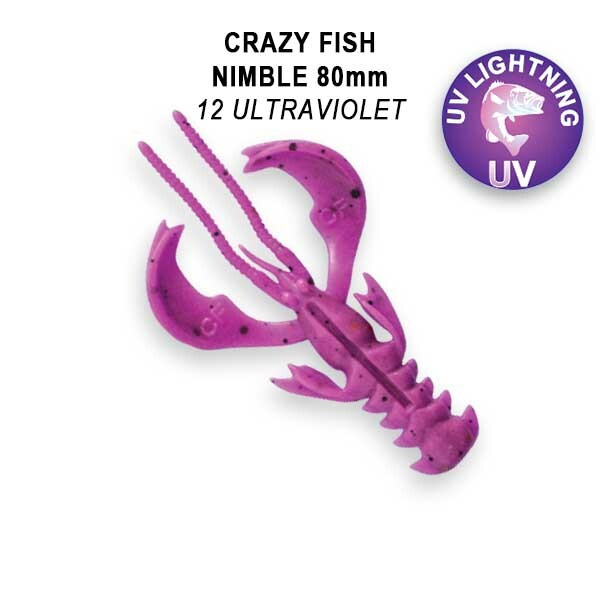 Силиконовые приманки Crazy Fish Nimble 3.2" 72-80-12-6-F плавающие, 6шт ...