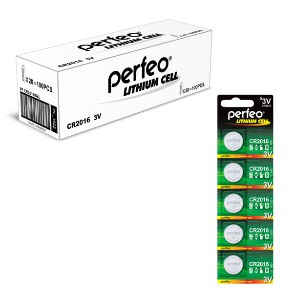 Батарейки Perfeo CR2016 Lithium Cell литиевые дисковые, 100шт, 3V - купить с доставкой по ...