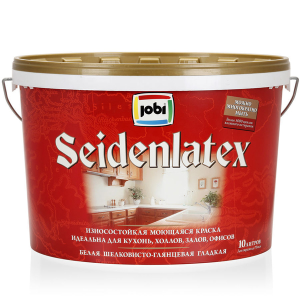 Краска JOBI Seidenlatex Гладкая, Акриловая, Полуглянцевое покрытие ...
