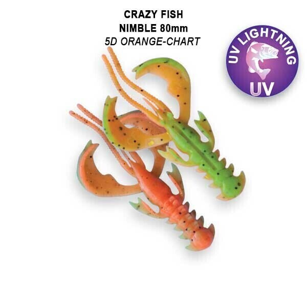 Силиконовые приманки Crazy Fish Nimble 3.2" 72-80-5d-6-F плавающие, 6шт ...