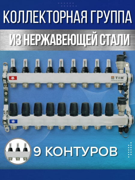 Коллекторная группа с расходомерами из нержавеющей стали для теплого ...