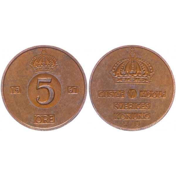 Швеция 5 Эре 1961 год XF KM# 822 Густав VI - купить в интернет-магазине OZON с быстрой доставкой ...