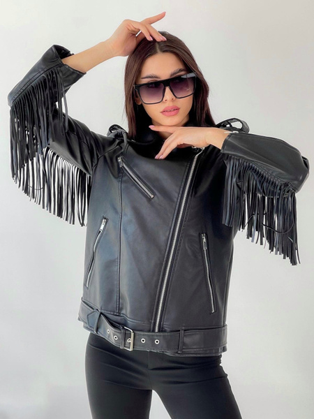 Кожаная куртка Tiya moda - купить с доставкой по выгодным ценам в интернет-магазине OZON (536071705)