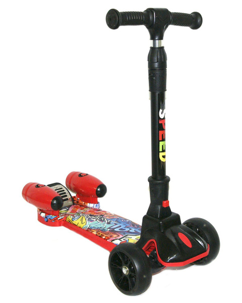 Самокат трехколесный "Scooter" с дымом, звуком, светом, складной , до ...