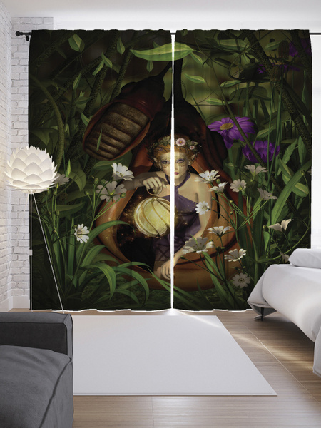Фотошторы в спальню "Лесная жительница", 2 полотна шириной по 145 см, высота 265 см,, JoyArty ...