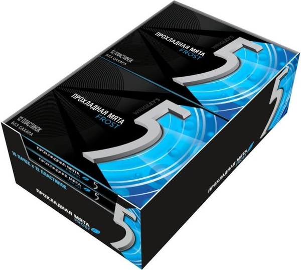 Wrigley's 5 Frost, жевательная резинка, Прохладная мята, Шоубокс, 10 шт ...
