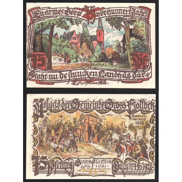 Германия 75 Пфеннигов 1921 год GrM# 482.1-6/8 Гросс-Флотбек Нотгельд купить на OZON по низкой ...