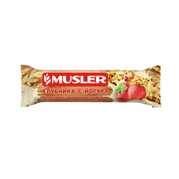 Батончик мюсли MUSLER Клубника и йогурт, 30 г - 10 шт. - купить с ...