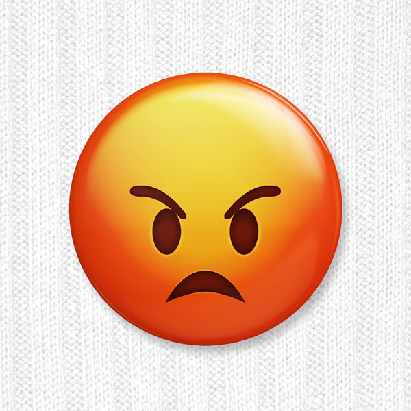 Значок круглый "Emoji - Эмодзи / Смайлик сердитый" - купить с доставкой ...