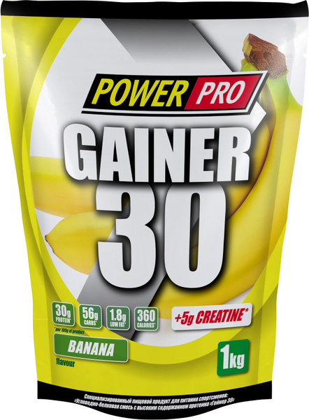 Гейнер + креатин POWER PRO "Gainer 30", банан, 1 кг - купить с ...