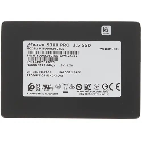 960 ГБ Внутренний SSD-диск Micron 5300 Pro MTFDDAK960TDS-1AW1ZABYY ...