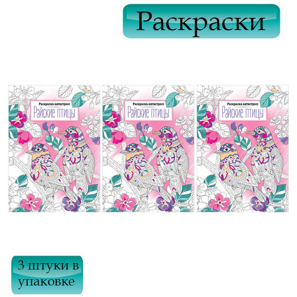 Раскраска А4 ArtSpace "Райские птицы", 16 страниц, 3 штуки - купить с ...