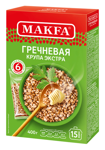 Гречка ядрица в пакетиках для варки Makfa, 400 г - купить с доставкой по выгодным ценам в ...