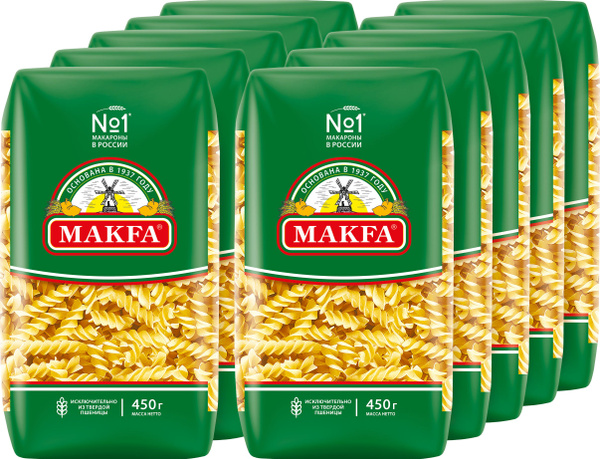 Макароны Makfa спиральки 400 г х 10 шт - купить с доставкой по выгодным ...