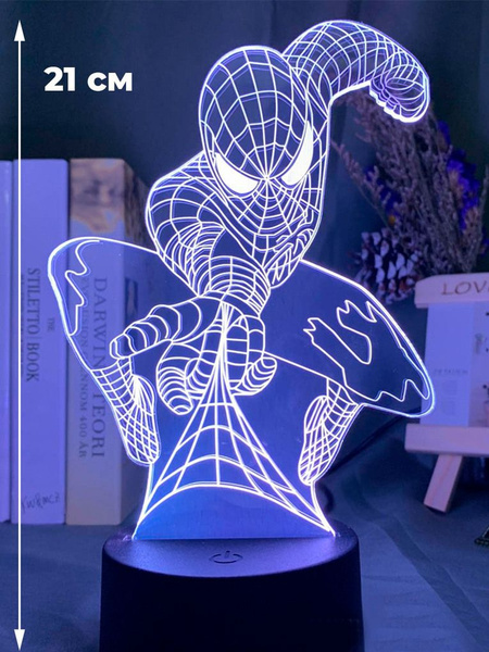 Купить Настольный 3D светильник ночник Человек паук в прыжке Spider Man ...