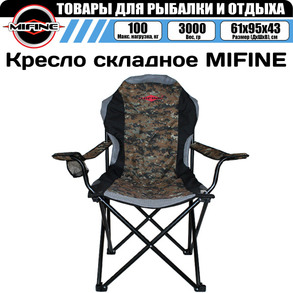 Mifine Кресло для рыбалки61*95*43 см - купить с доставкой по выгодным ...