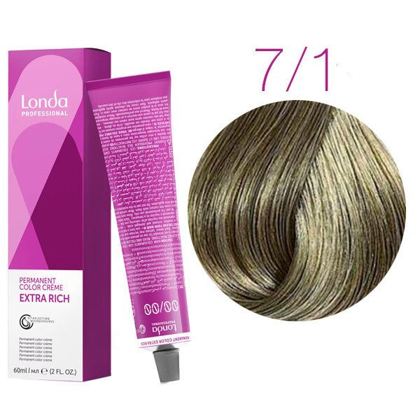 Londa Permanent Color Creme Стойкая крем-краска для волос 7/1 Блонд ...