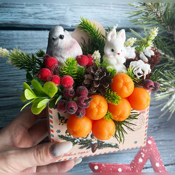 Зимняя композиция в конверте из мыла ручной работы / новогодние символы ...