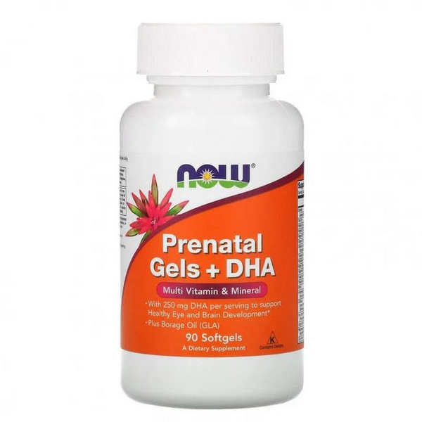 Витаминно-минеральный комплекс NOW Prenatal Gels + DHA, 90 капсул ...