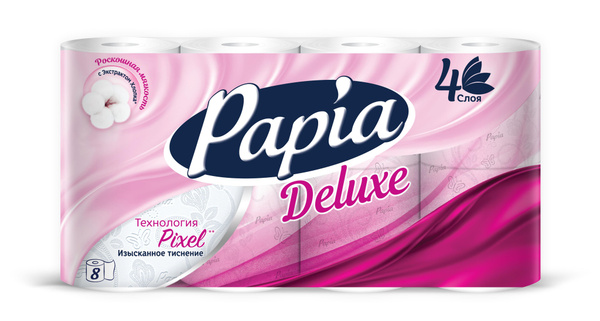 Туалетная бумага Papia Deluxe, 4 слоя, 8 рулонов. - купить с доставкой ...