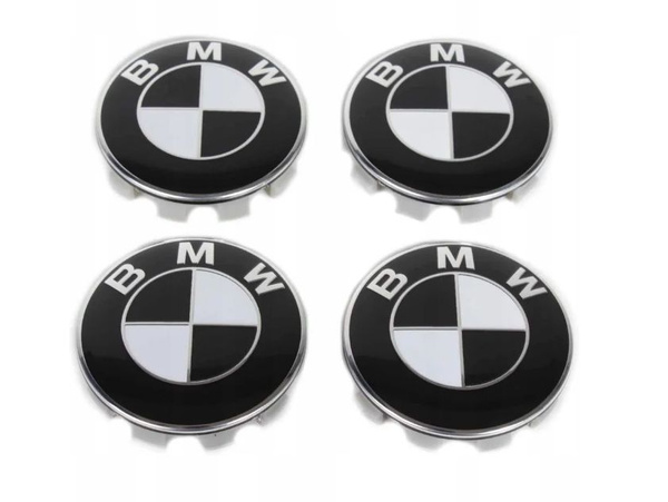 Колпачки заглушки на литые диски BMW (БМВ) 56мм 4 штуки черно-белые ...