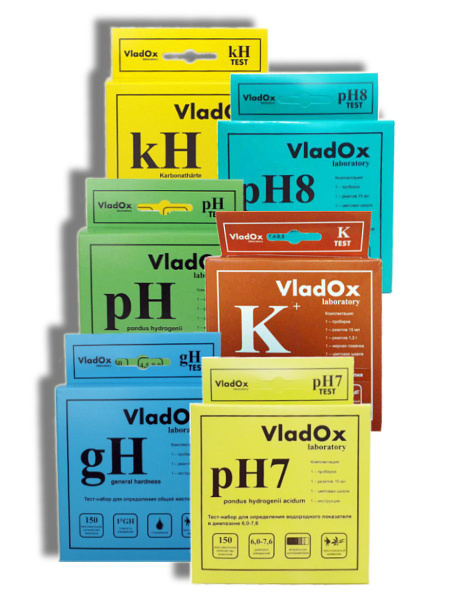 Профессиональный набор VladOx №3 из 6-ти тестов (K, pH7, pH8, gH, kH ...