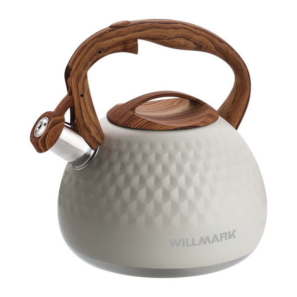 Чайник со свистком 3 л WILLMARK WTK-4122SS кремовый - купить с доставкой по выгодным ценам в ...