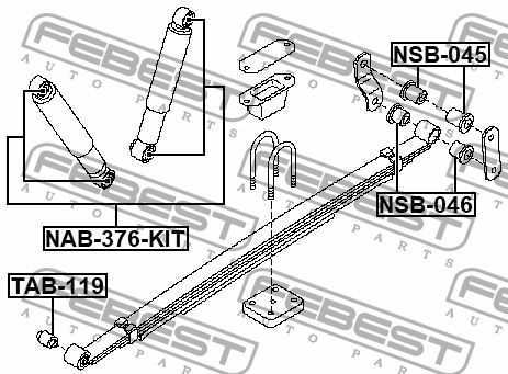 Сайлентблок амортизационной стойки (комплект) зад прав лев Febest NAB ...