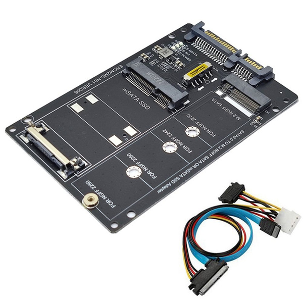 Карта-адаптер NGFF+MSATA to SATA3.0+кабель SATA M2 KEY BM SSD 6G ...