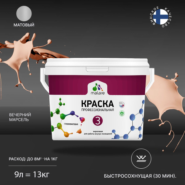 Краска Malare Professional_Euro№3_акриловая_для_стен_обоев_потолка ...