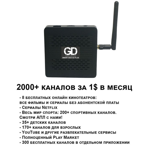 Медиаплеер Genius Devices GD S2, USB, RJ-45 Ethernet, HDMI, черный ...