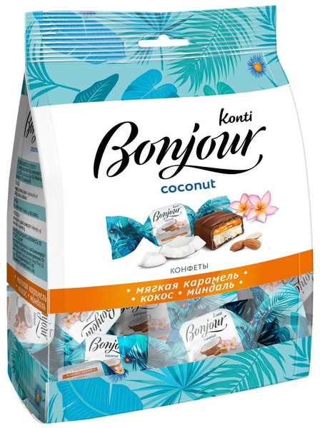 Конфеты Konti Bonjour Coconut Карамель-Кокос-Миндаль 200г - купить с ...