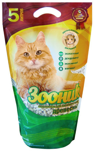 Наполнитель для кошачьих туалетов Зооник древесный, 5 л - купить с ...