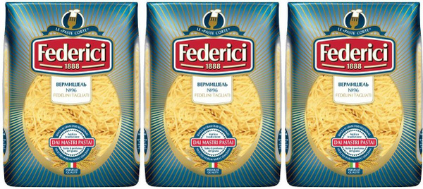 Макаронные изделия Federici No 96 Вермишель паутинка, комплект: 3 упаковки по 400 г купить на ...