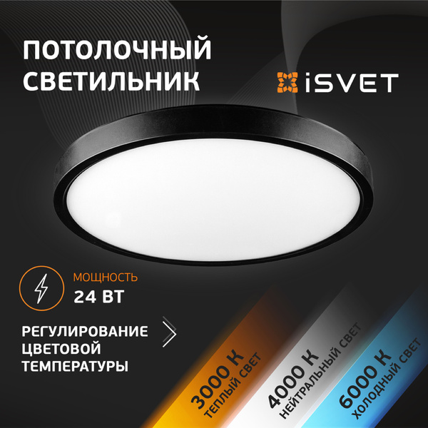 Светильник настенный потолочный светодиодный 24Вт, круглый накладной ...